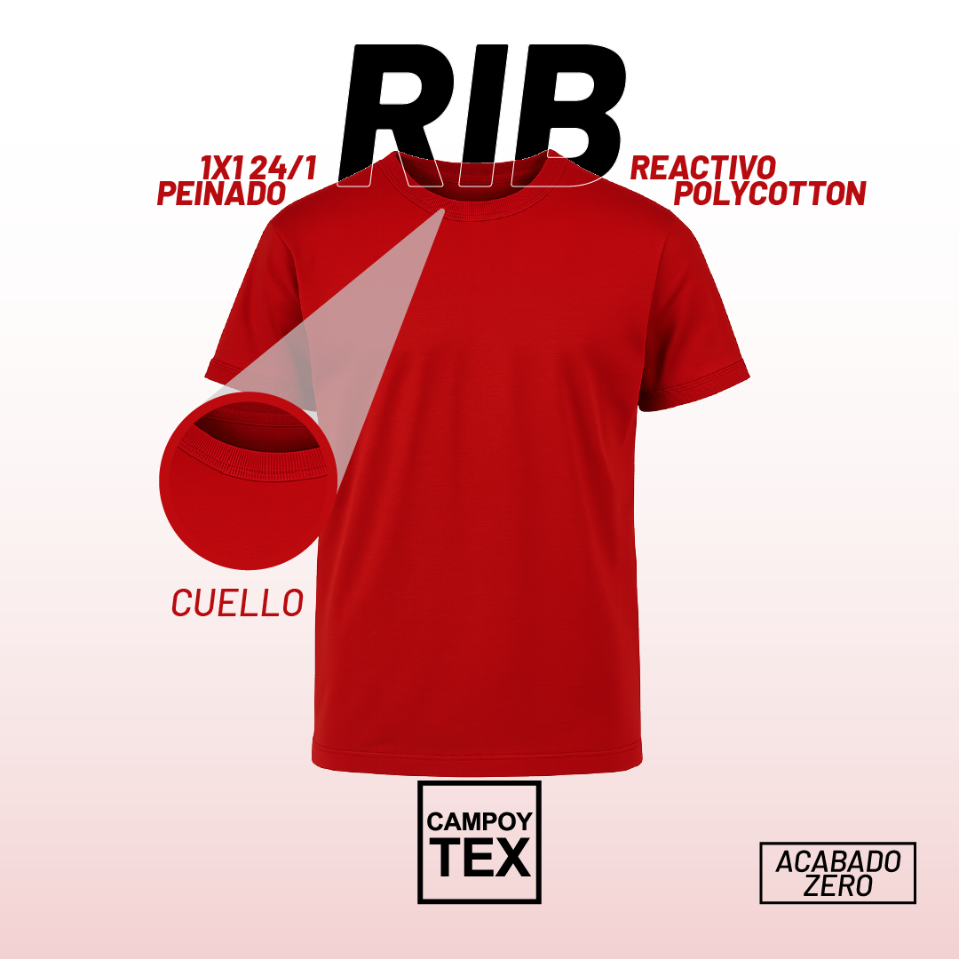 Rib 1x1 30/1 - Peinado Reactivo Polycotton - Campoytex